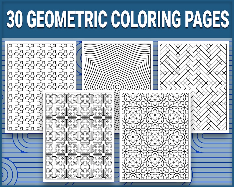 30 Abstract Pattern Coloring Pages, Geometric Shapes, Geometric ...