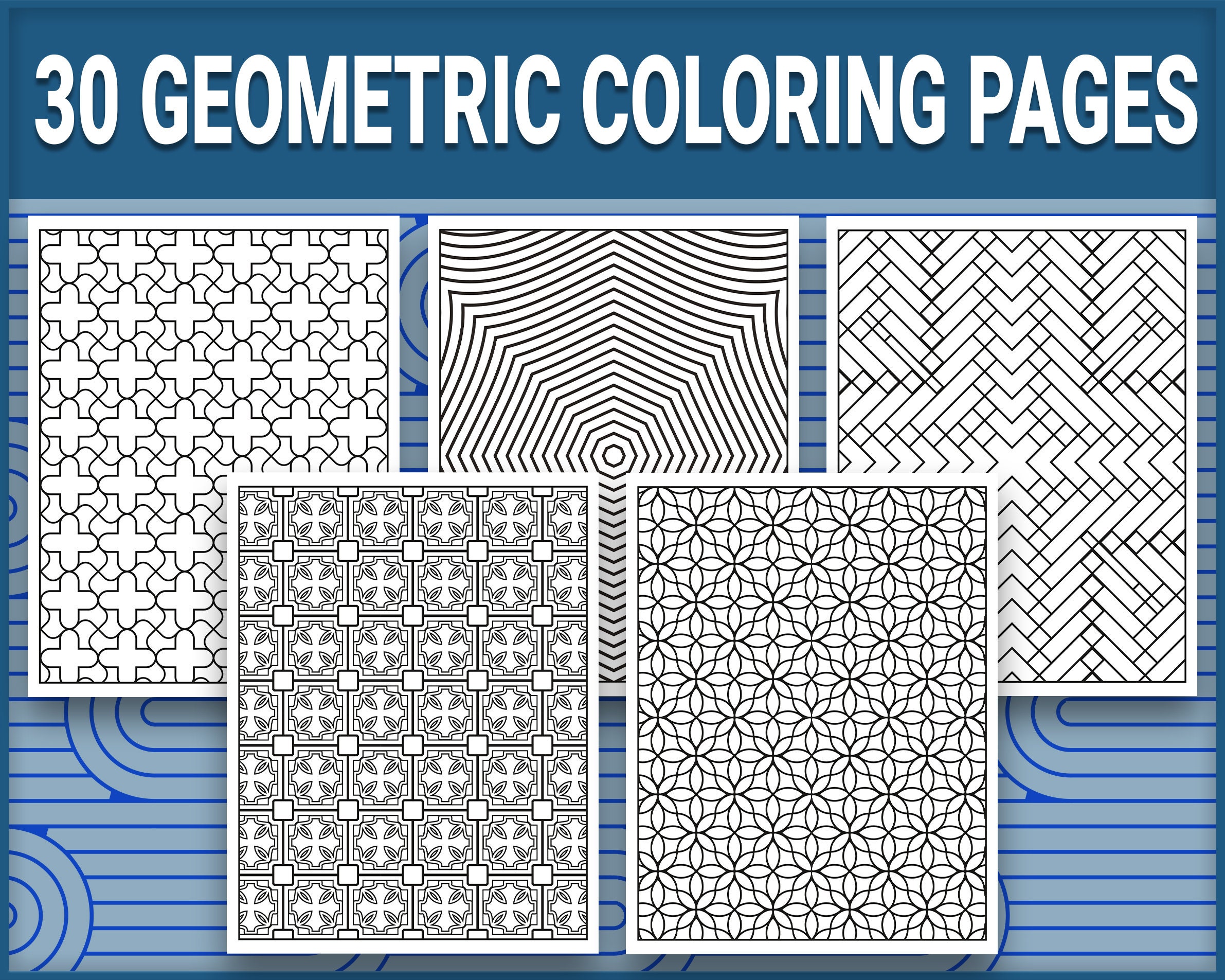 30 Abstract Pattern Coloring Pages, Geometric Shapes, Geometric ...