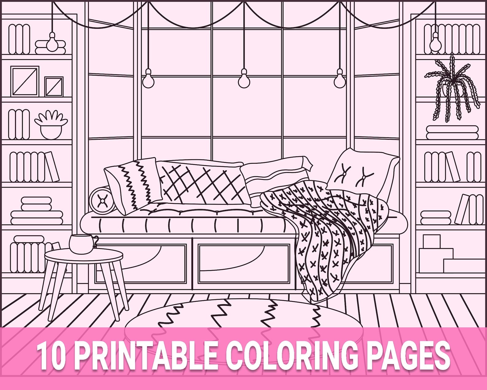 10 Printable Coloring Pages for Adults: Sweetest Home Interior Design ...
