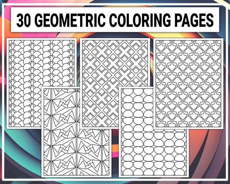 30 Abstract Pattern Coloring Pages. Geometric Shapes and 3D Pattern ...