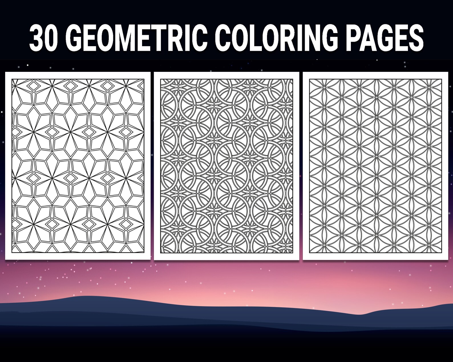 30 Geometric Coloring Pages for Adults. Geometric Pattern - Etsy