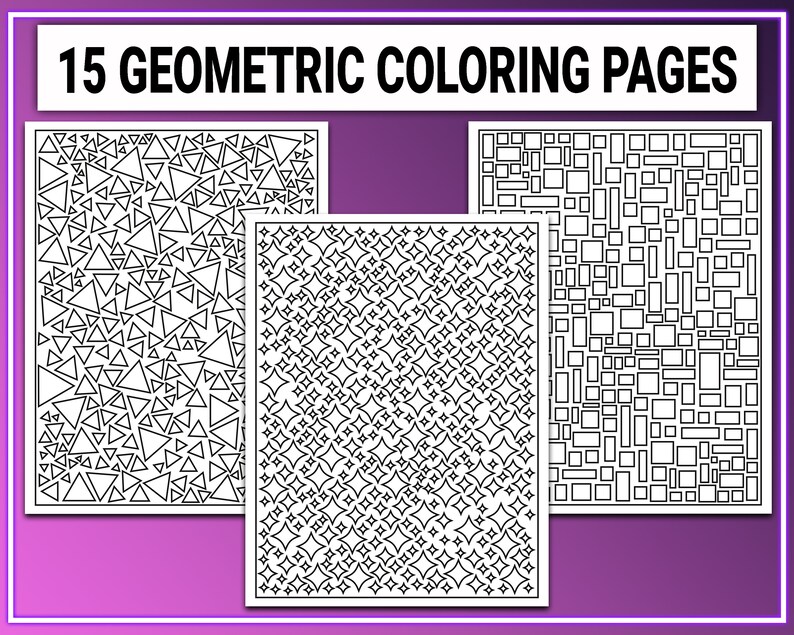 15 Geometric Shapes Coloring Pages, Abstract Geometric Pattern ...