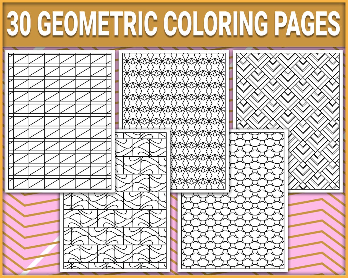 30 Abstract Pattern Coloring Pages, Geometric Shapes and 3D Patterns ...