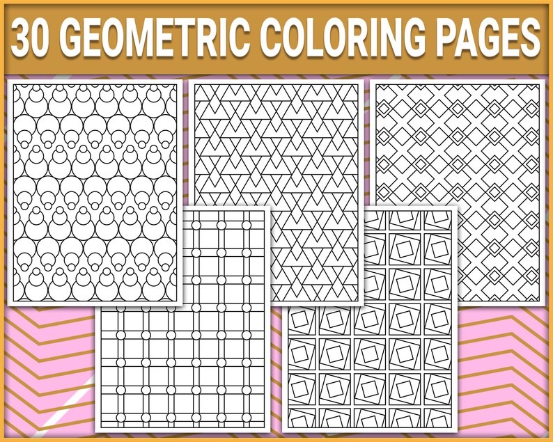 30 Abstract Pattern Coloring Pages, Geometric Shapes and 3D Patterns ...