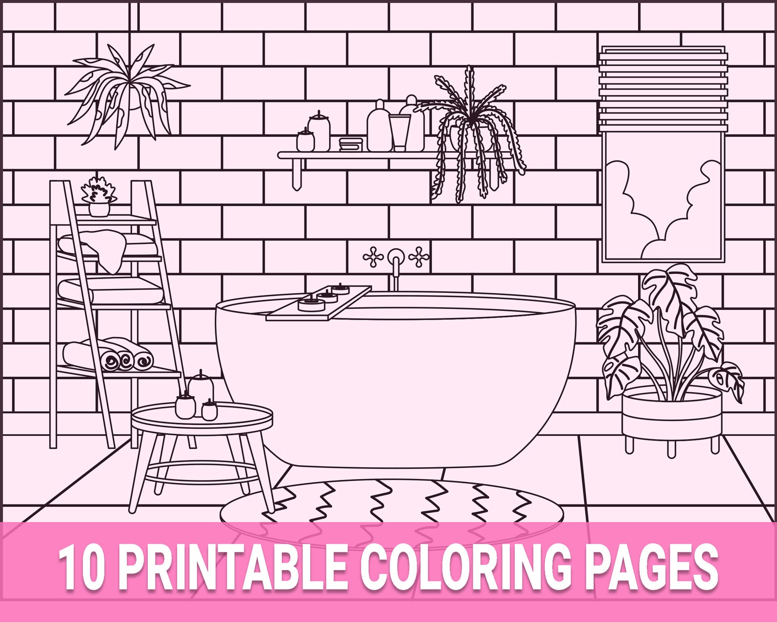 10 Printable Coloring Pages for Adults: Sweetest Home Interior Design ...