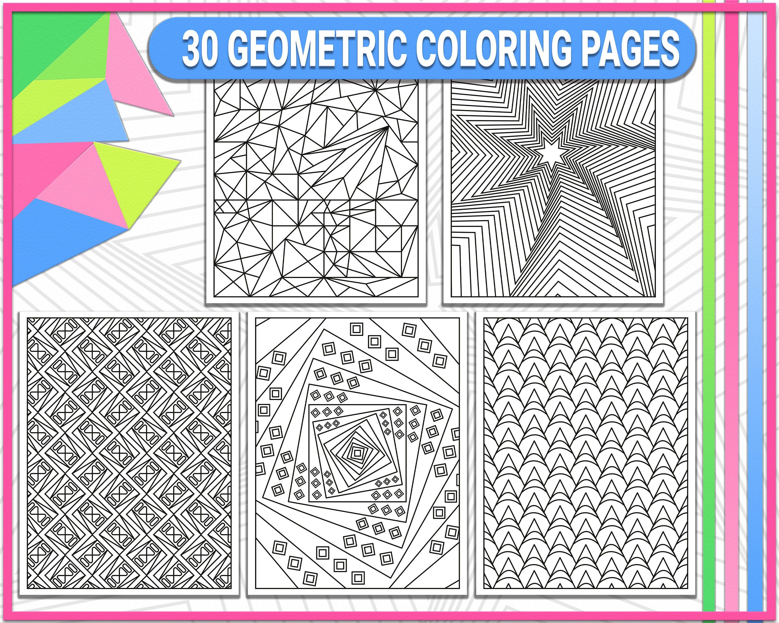 120 Abstract Geometric Coloring Pages: 3D Patterns (PDF, JPG, PNG) - Etsy