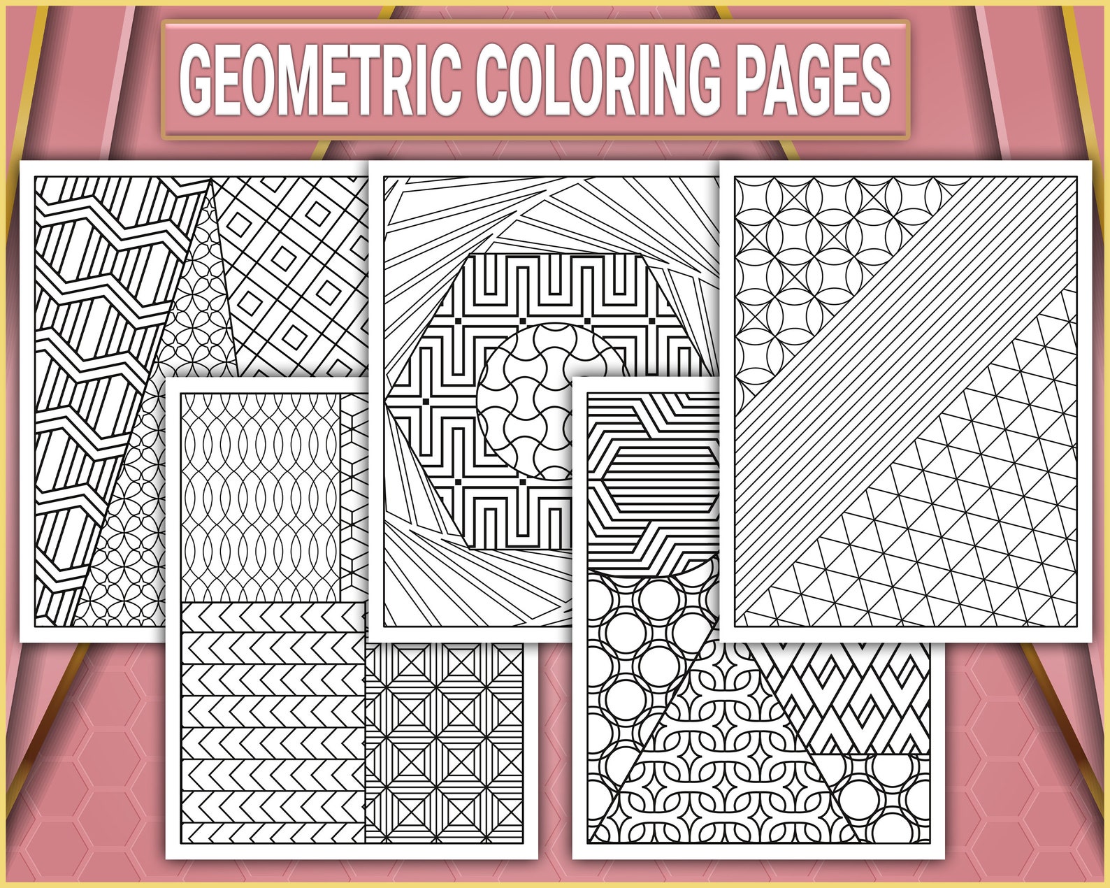 Abstract Geometric Coloring Book: 15 Mixed Pattern Pages (PDF Digital ...