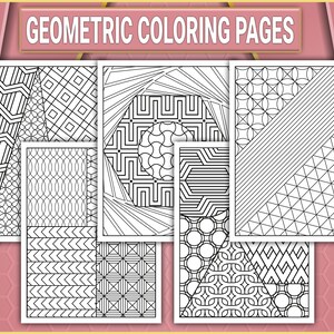 15 Mixed Abstract Patterns Coloring Pages, Geometric Shapes and 3D ...