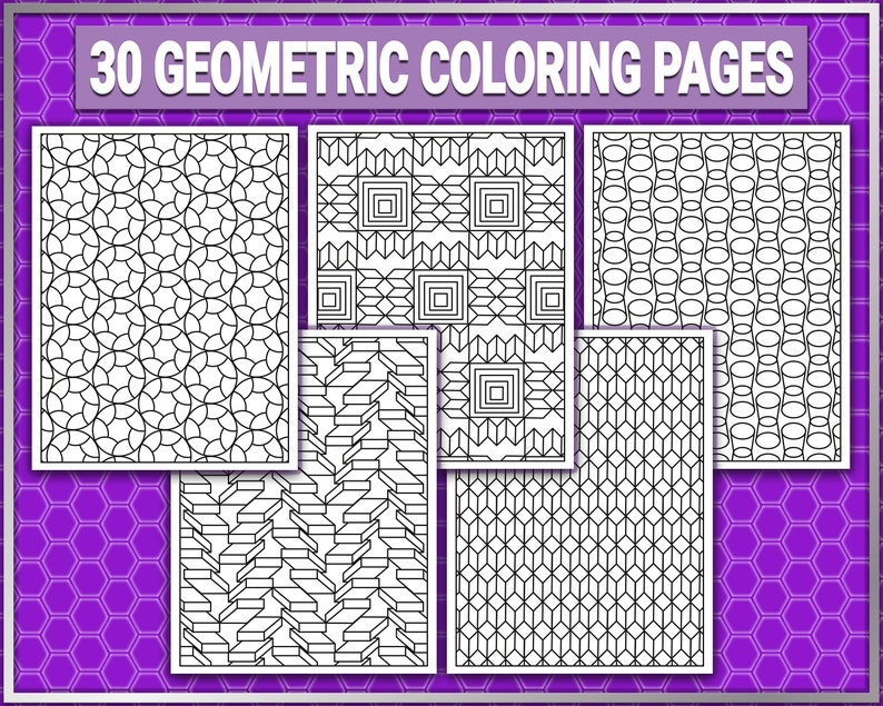 3D Geometric Pattern Coloring Pages: Abstract Designs (PDF) - Etsy