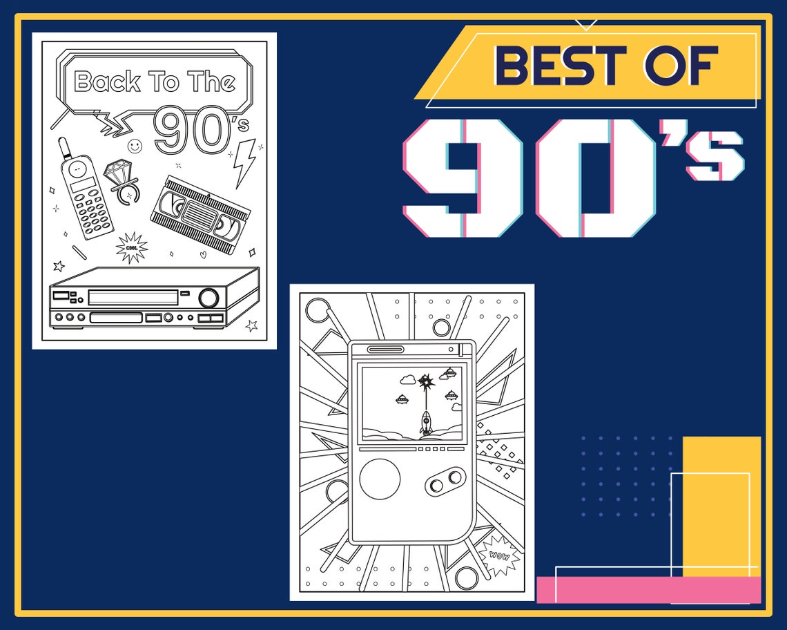 Printable 90s Coloring Pages, Back to the 90s, 90s Aesthetic, Digital ...