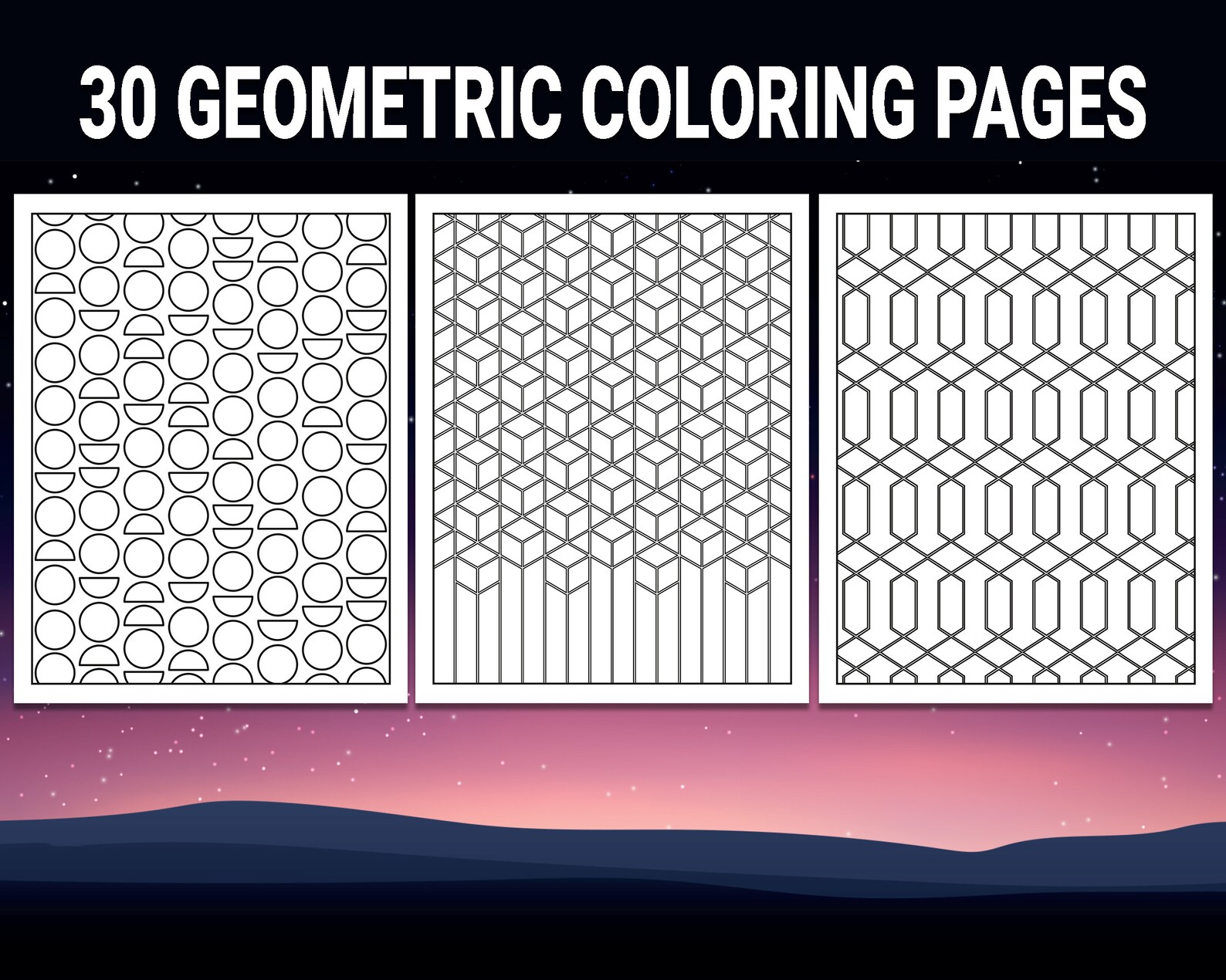 30 Geometric Coloring Pages for Adults. Geometric Pattern - Etsy