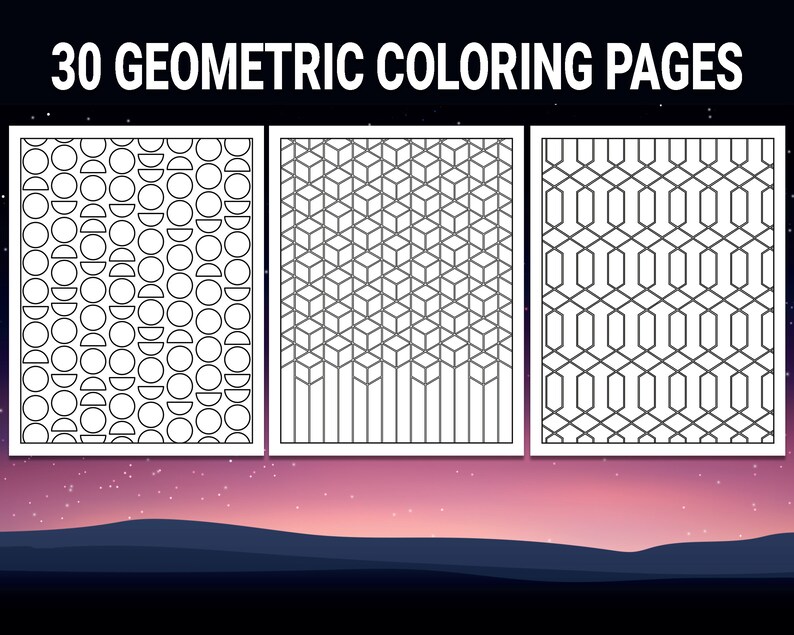 30 Geometric Coloring Pages for Adults. Geometric Pattern - Etsy