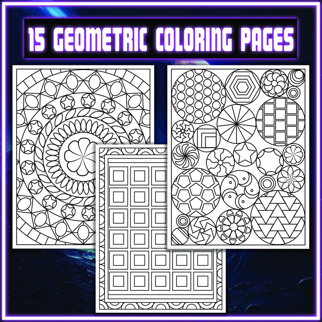 15 Abstract Pattern Coloring Pages, Geometric Shapes and 3D Patterns ...