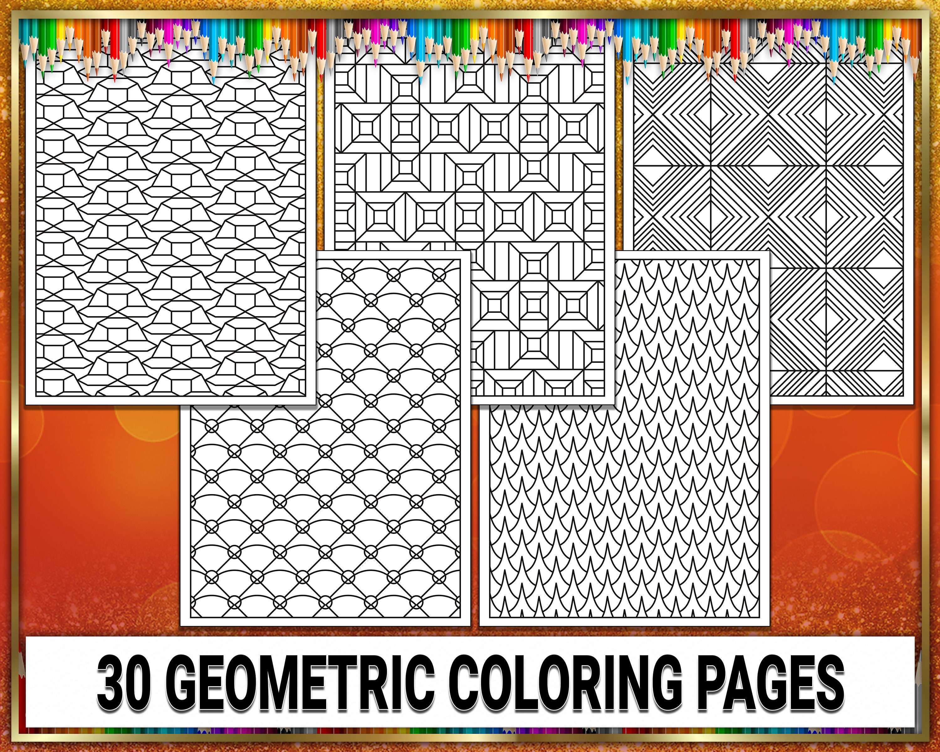 30 Abstract Pattern Coloring Pages, 3D Geometric Shapes, Abstract ...