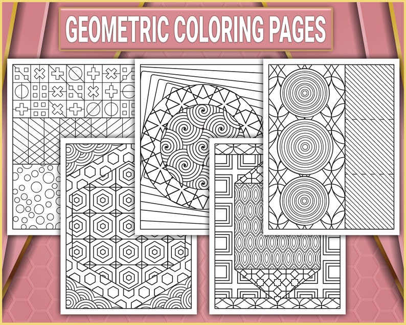 Abstract Geometric Coloring Book: 15 Mixed Pattern Pages (PDF Digital ...