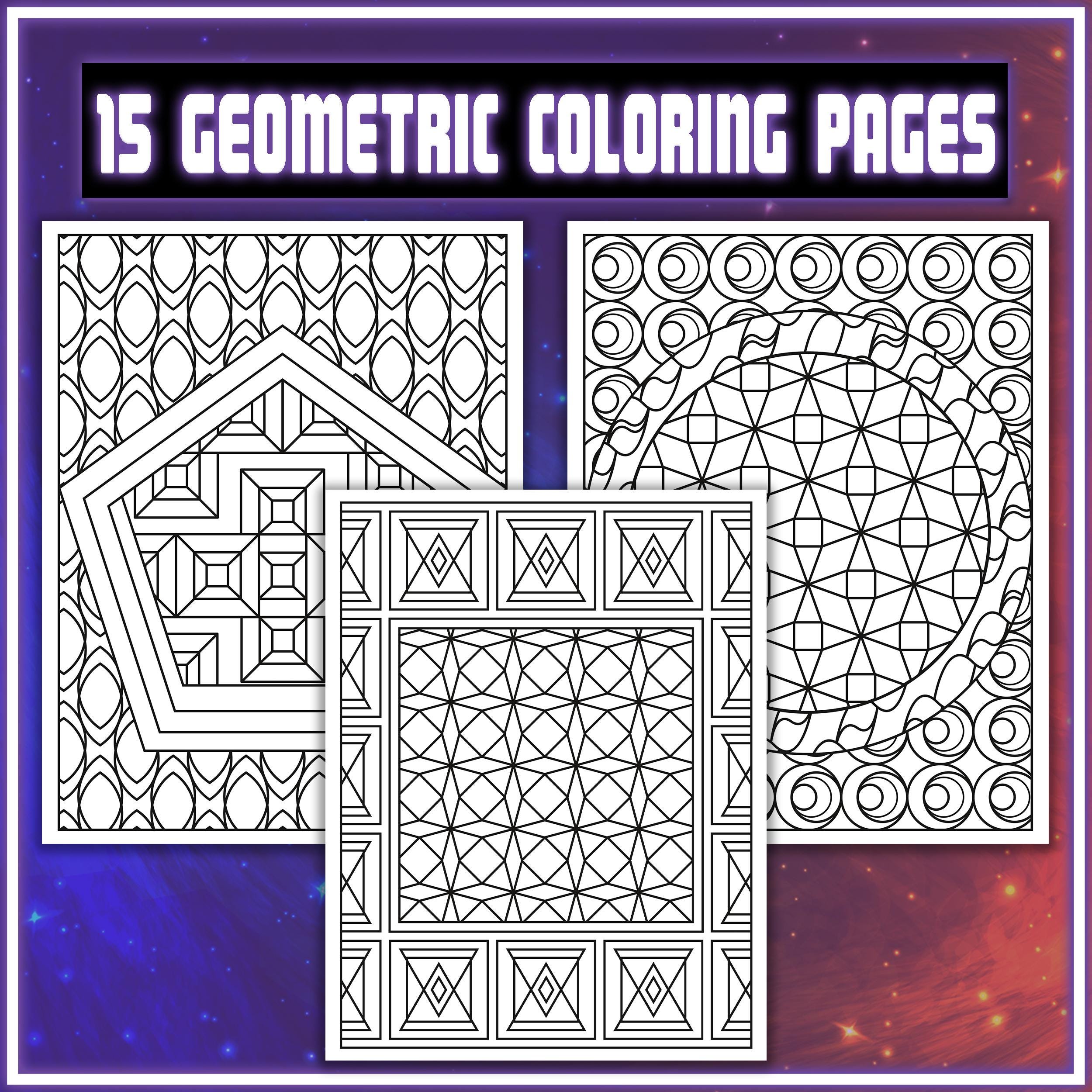 15 Abstract Pattern Coloring Pages, Geometric Shapes and 3D Patterns ...