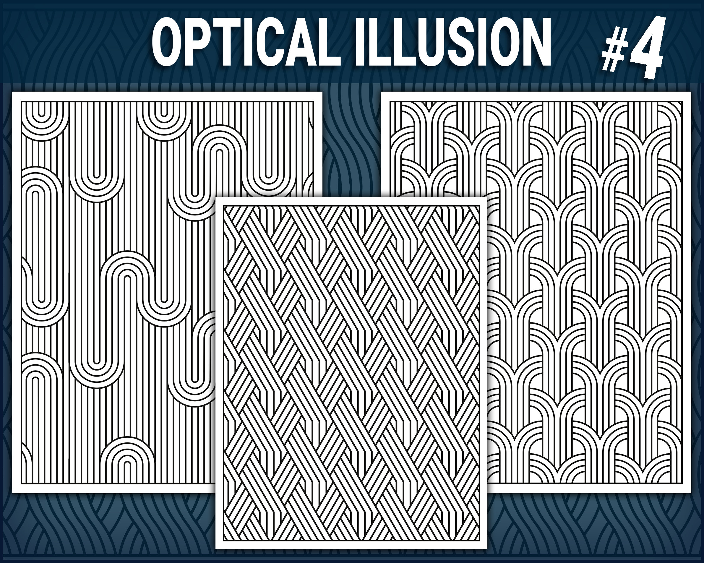 60 Optical Illusion Coloring Pages Vol 1, Vol 2, Vol 3, Vol 4 ...