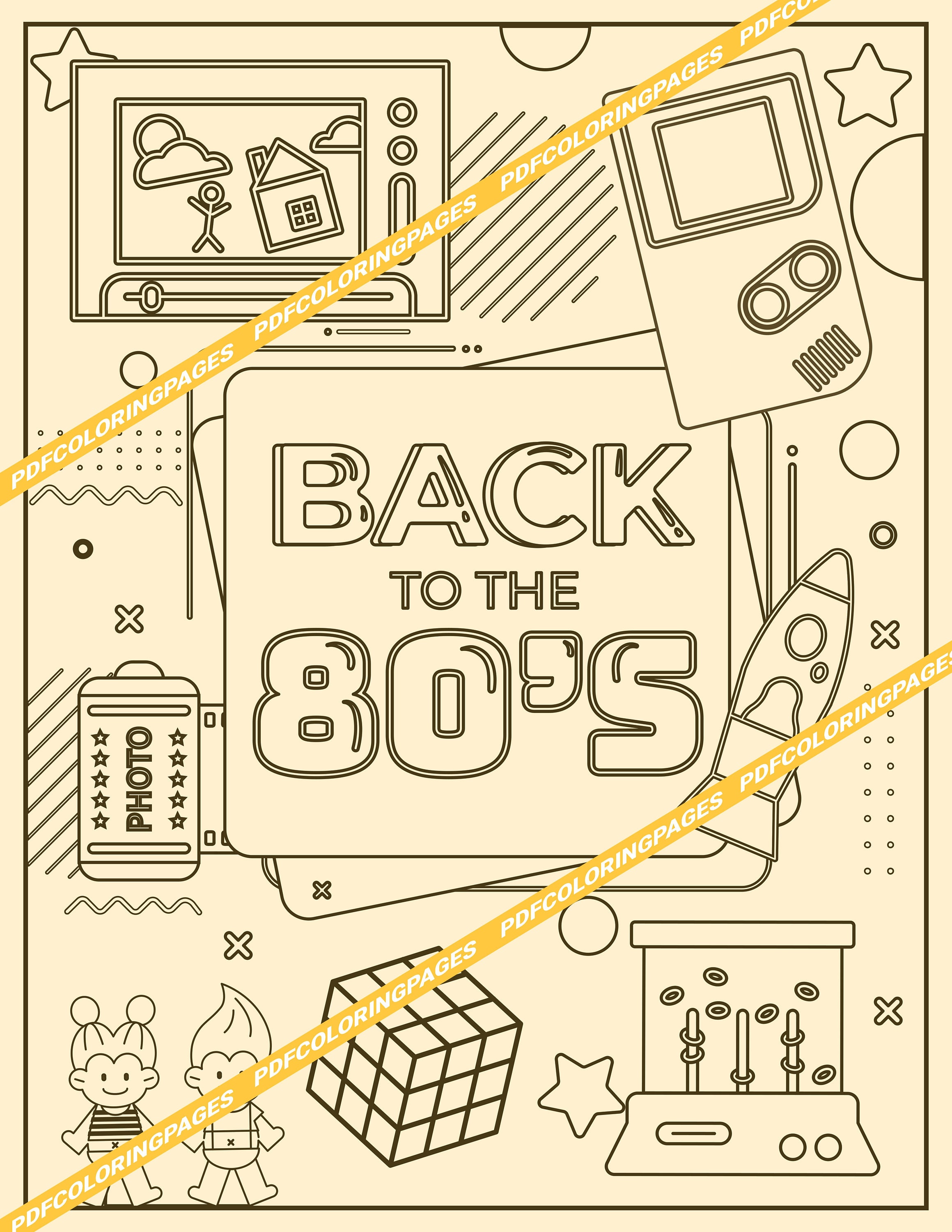Printable 80s Coloring Pages, Back to the 80s, 80s Aesthetic, Digital ...