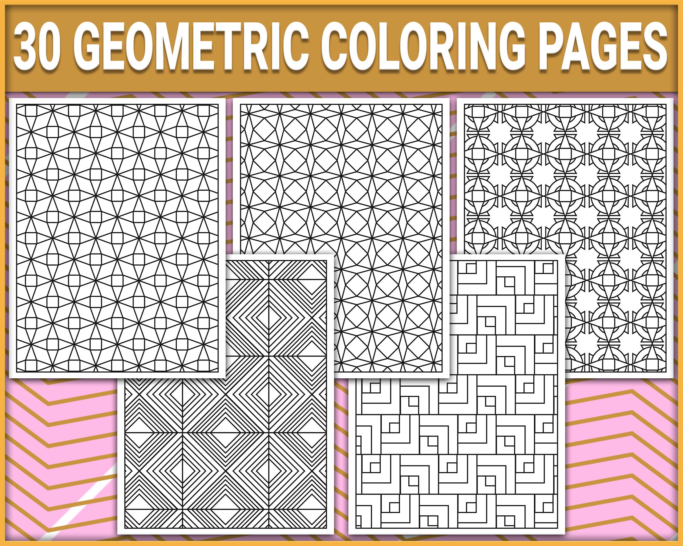 30 Abstract Pattern Coloring Pages, Geometric Shapes and 3D Patterns ...