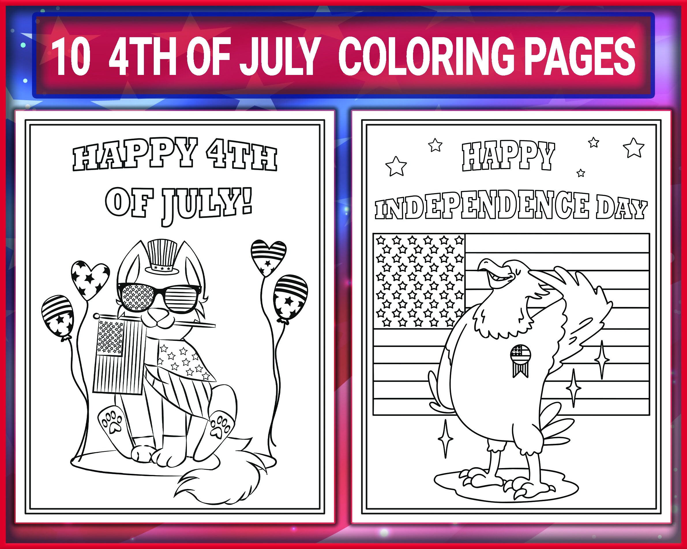 4th of July Coloring Pages. Independence Day Printables. Kids - Etsy