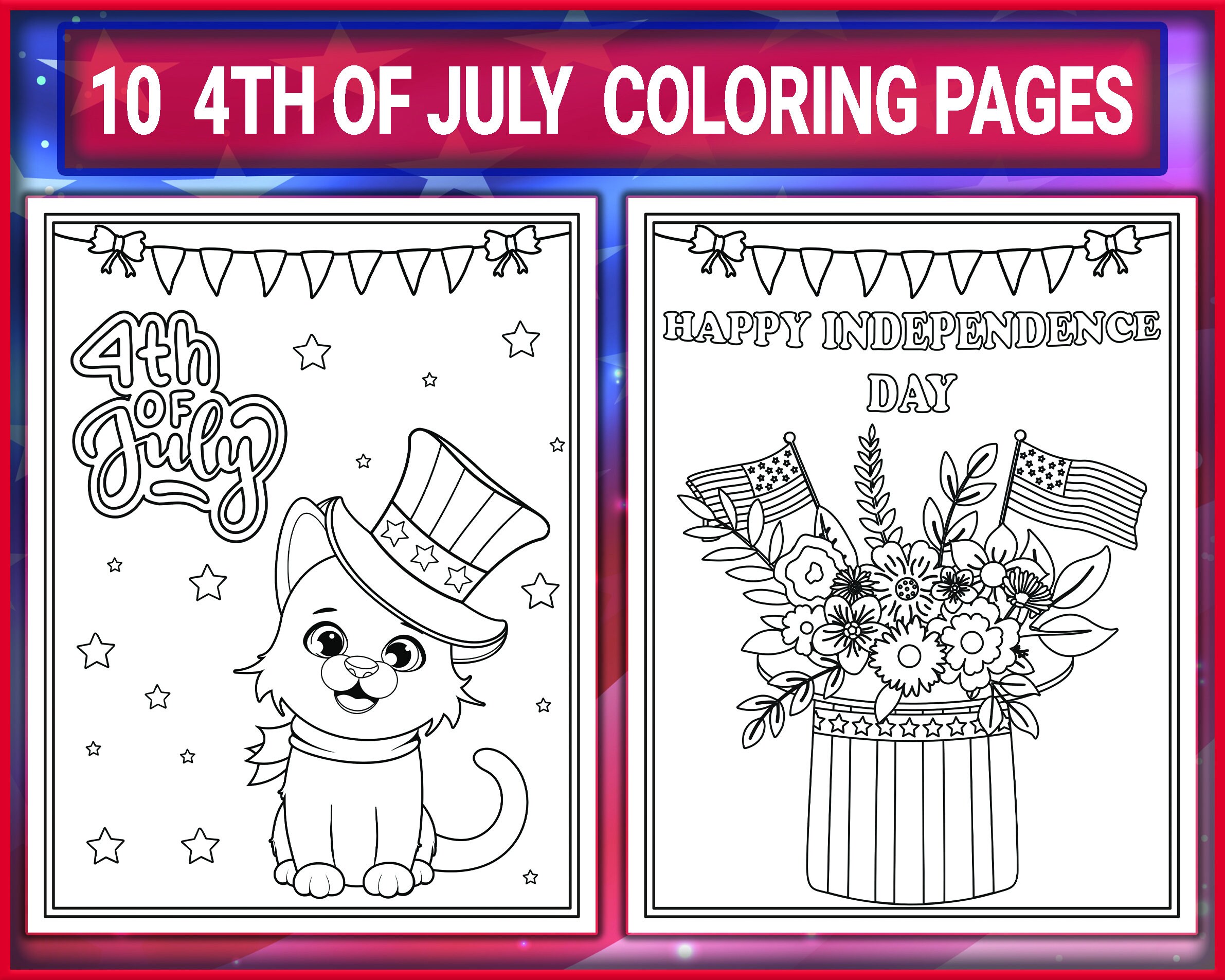 4th of July Coloring Pages. Independence Day Printables. Kids - Etsy