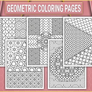 15 Mixed Abstract Patterns Coloring Pages, Geometric Shapes and 3D ...