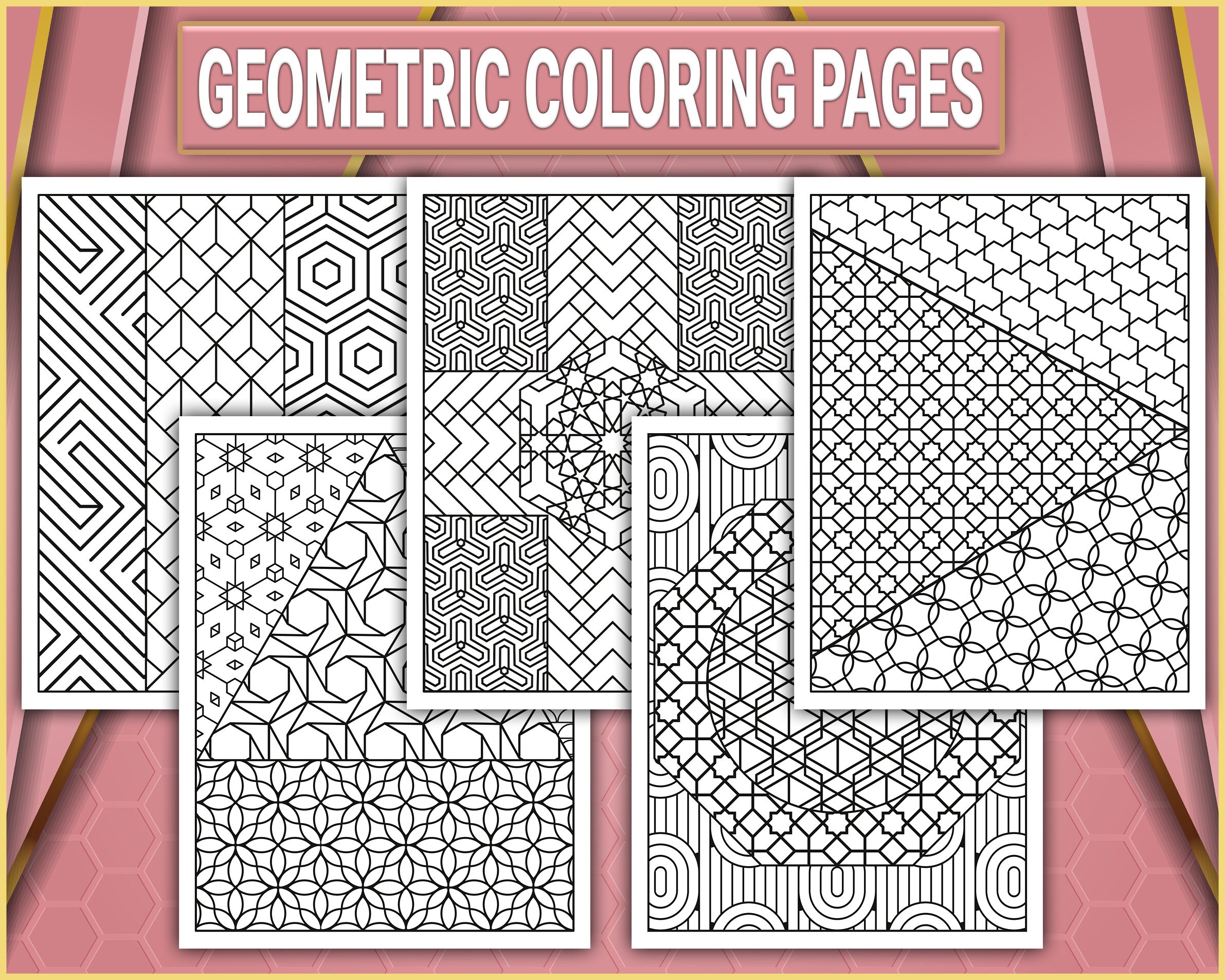 Abstract Geometric Coloring Book: 15 Mixed Pattern Pages (PDF Digital ...