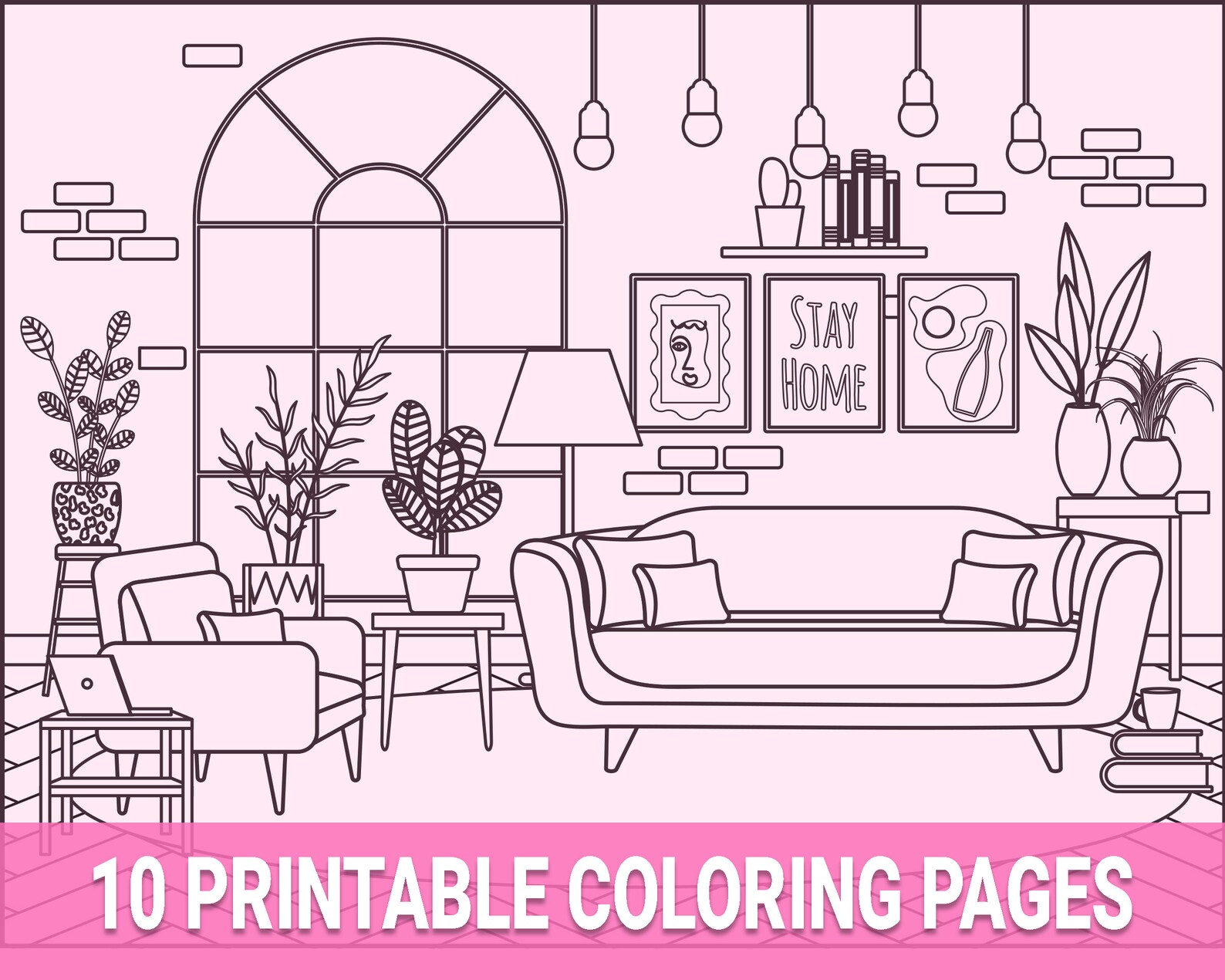 10 Printable Coloring Pages for Adults: Sweetest Home Interior Design ...