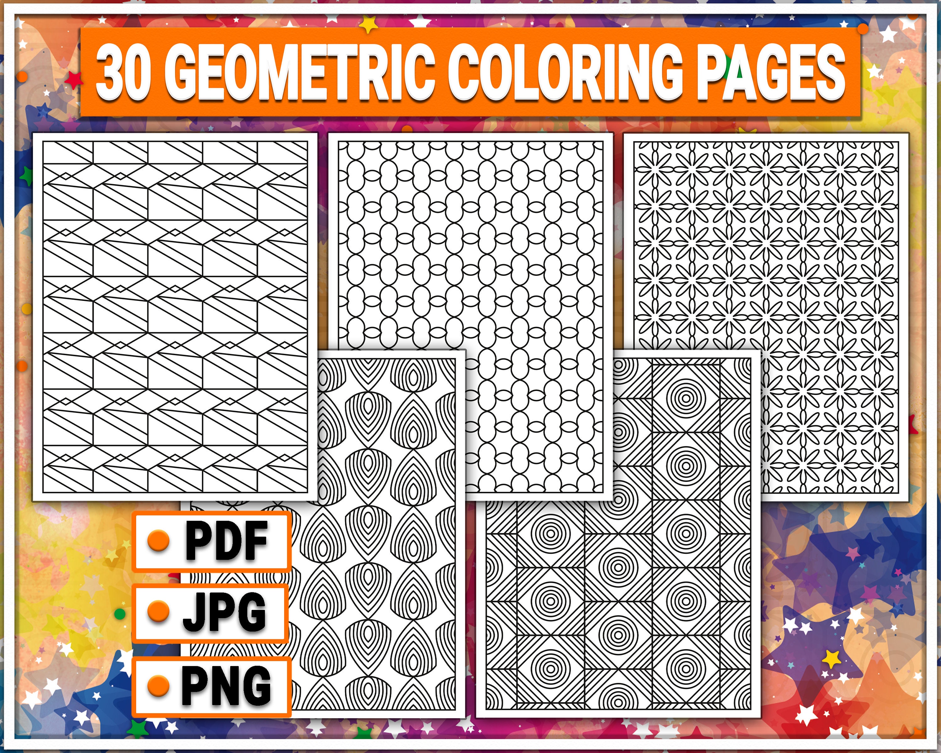 120 Abstract Geometric Coloring Pages: 3D Patterns (PDF, JPG, PNG) - Etsy
