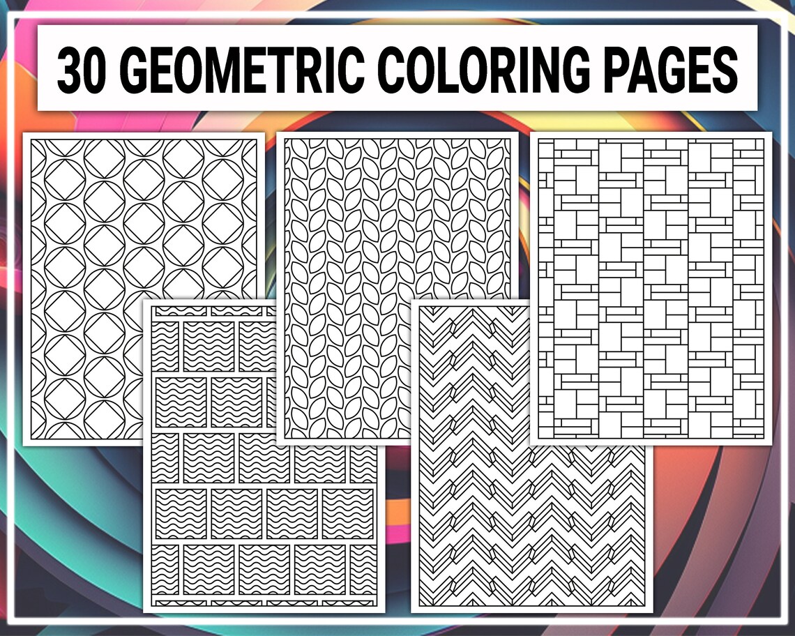 30 Abstract Pattern Coloring Pages. Geometric Shapes and 3D Pattern Coloring Book. Coloring ...