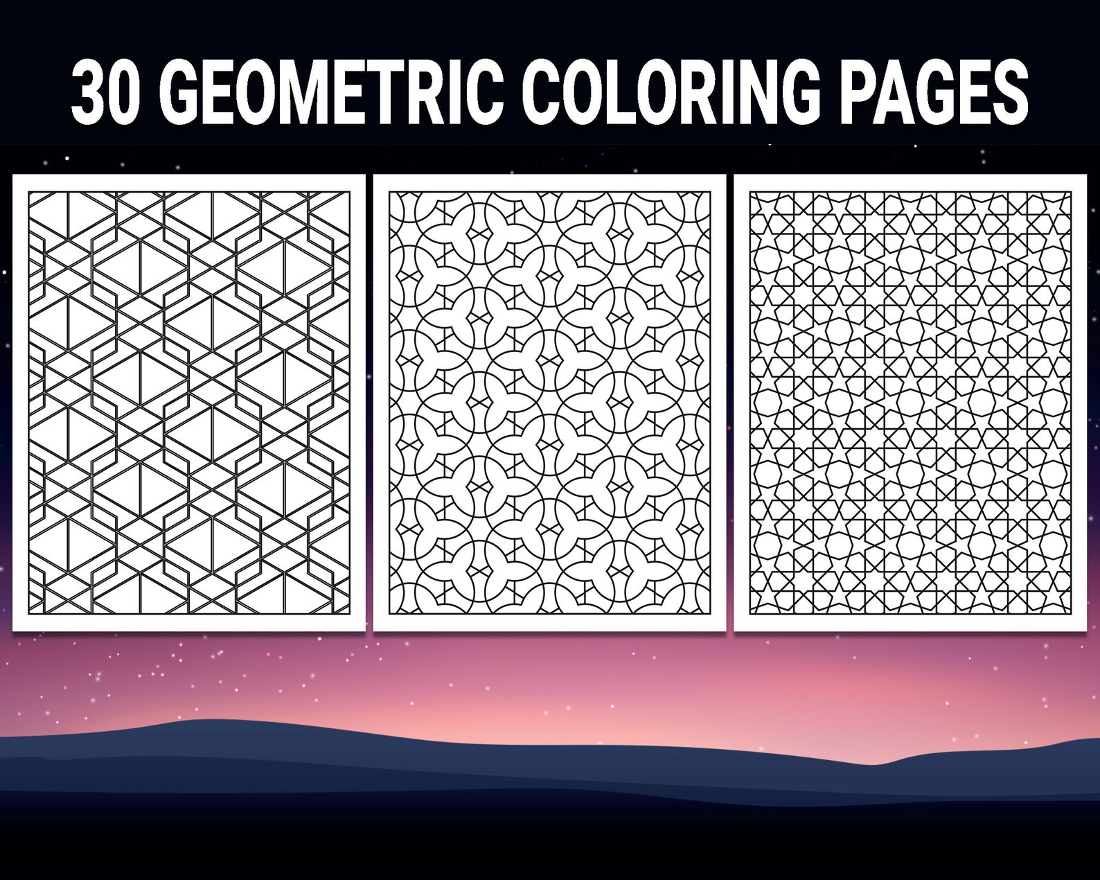 30 Geometric Coloring Pages for Adults. Geometric Pattern - Etsy