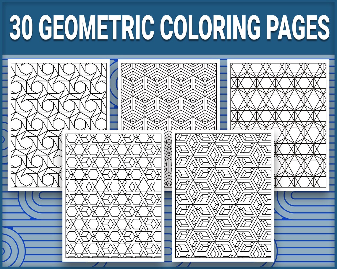 30 Abstract Pattern Coloring Pages, Geometric Shapes, Geometric ...