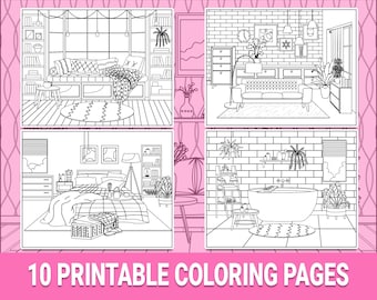 Interior Design Coloring Pages vol 2 Printable Adult - Etsy
