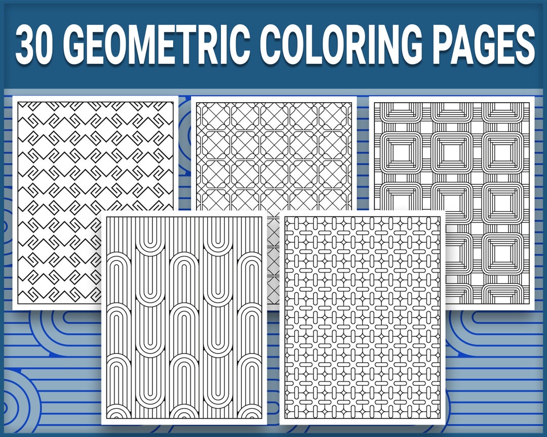30 Abstract Pattern Coloring Pages, Geometric Shapes, Geometric ...