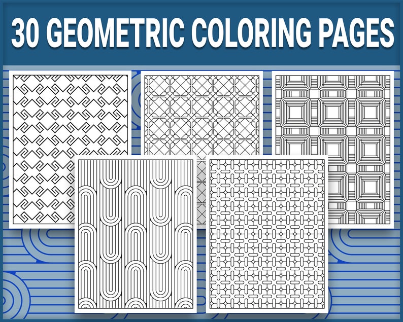 30 Abstract Pattern Coloring Pages, Geometric Shapes, Geometric ...