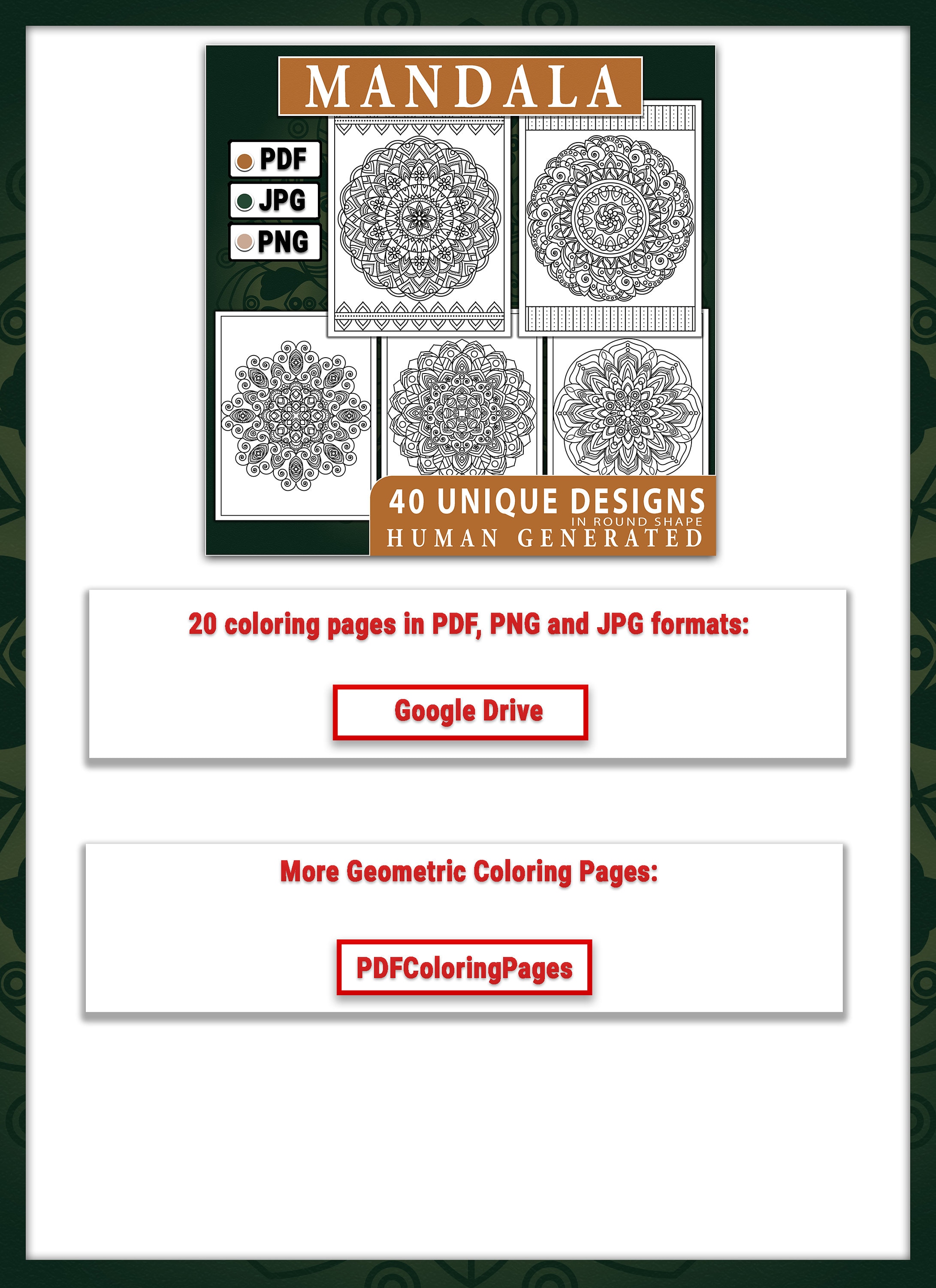 40 Printable Round Ornament Coloring Pages. Relaxing Geometric Mandala ...