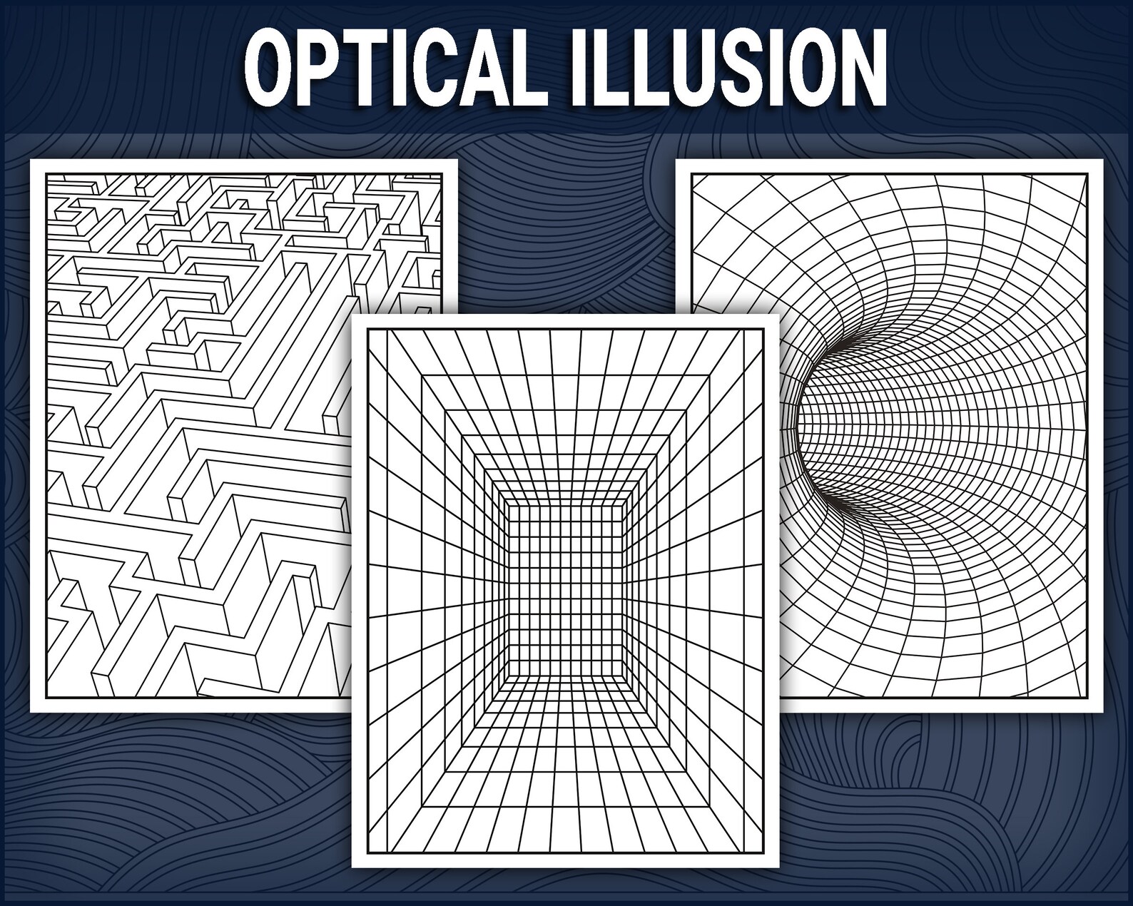Optical Illusion Coloring Pages: Geometric Patterns (PDF Digital ...