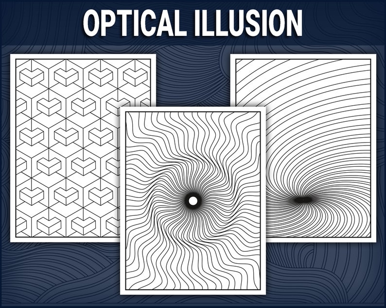 Optical Illusion Coloring Pages: Geometric Patterns (PDF Digital ...