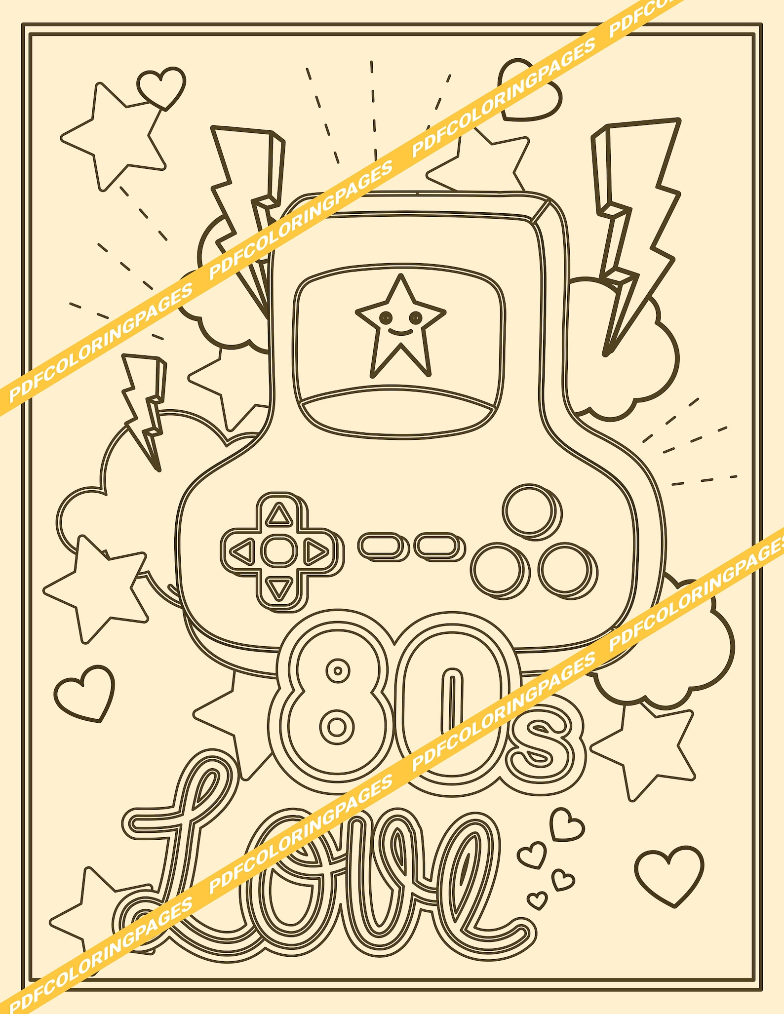Printable 80s Coloring Pages, Back to the 80s, 80s Aesthetic, Digital ...