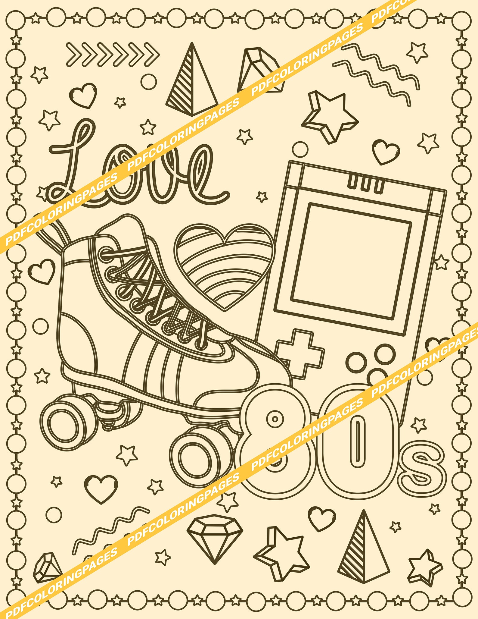 Printable 80s Coloring Pages, Back to the 80s, 80s Aesthetic, Digital ...