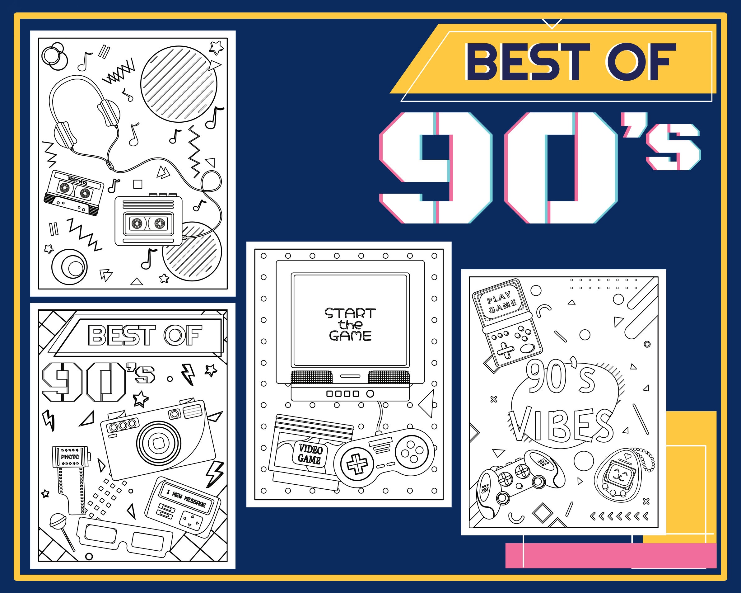 Printable 90s Coloring Pages, Back to the 90s, 90s Aesthetic, Digital ...