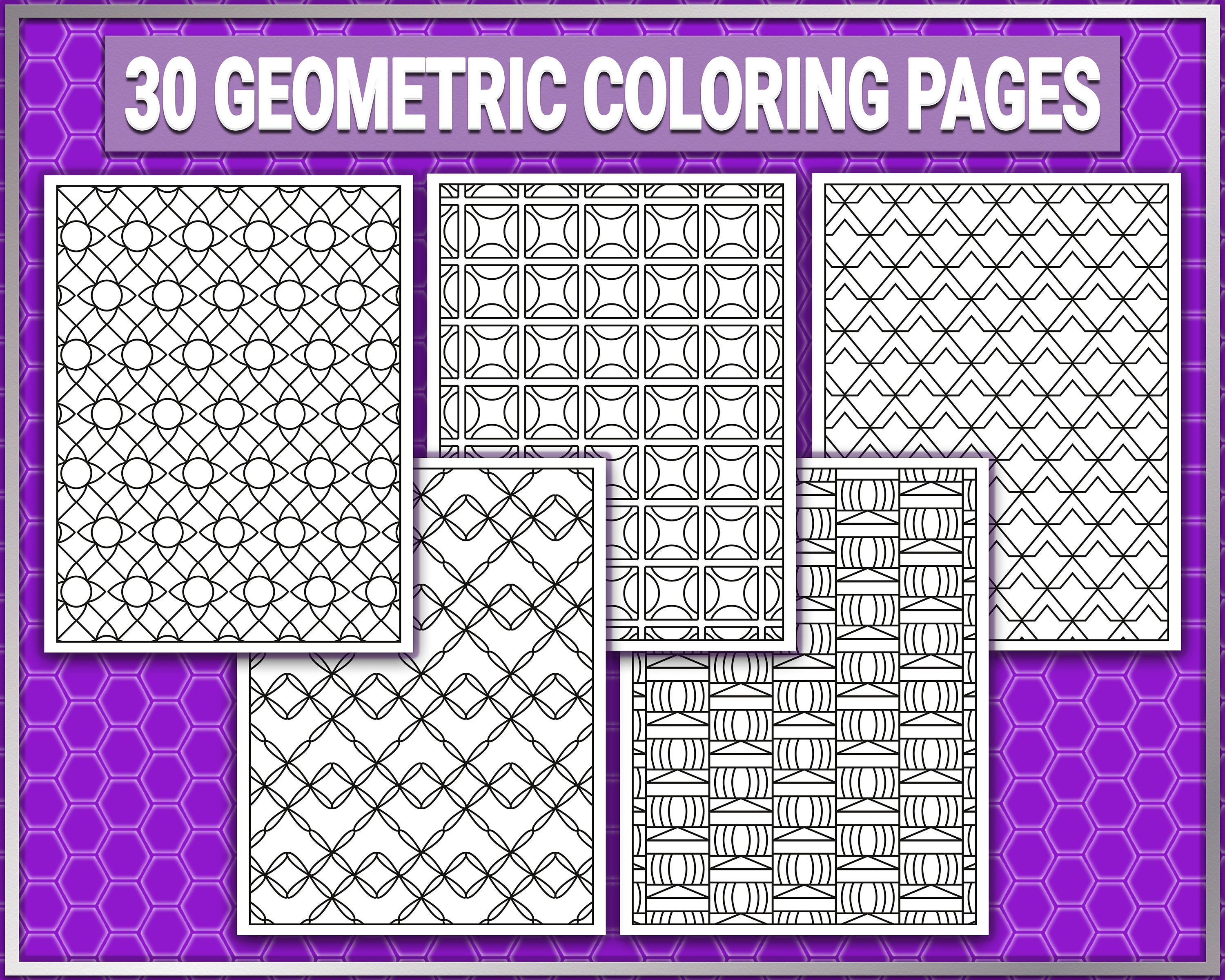 3D Geometric Pattern Coloring Pages: Abstract Designs (PDF) - Etsy