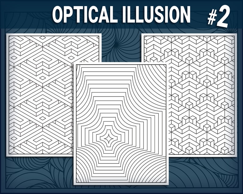 15 3D Optical Illusion Coloring Pages Vol. 2, Geometric Shapes ...
