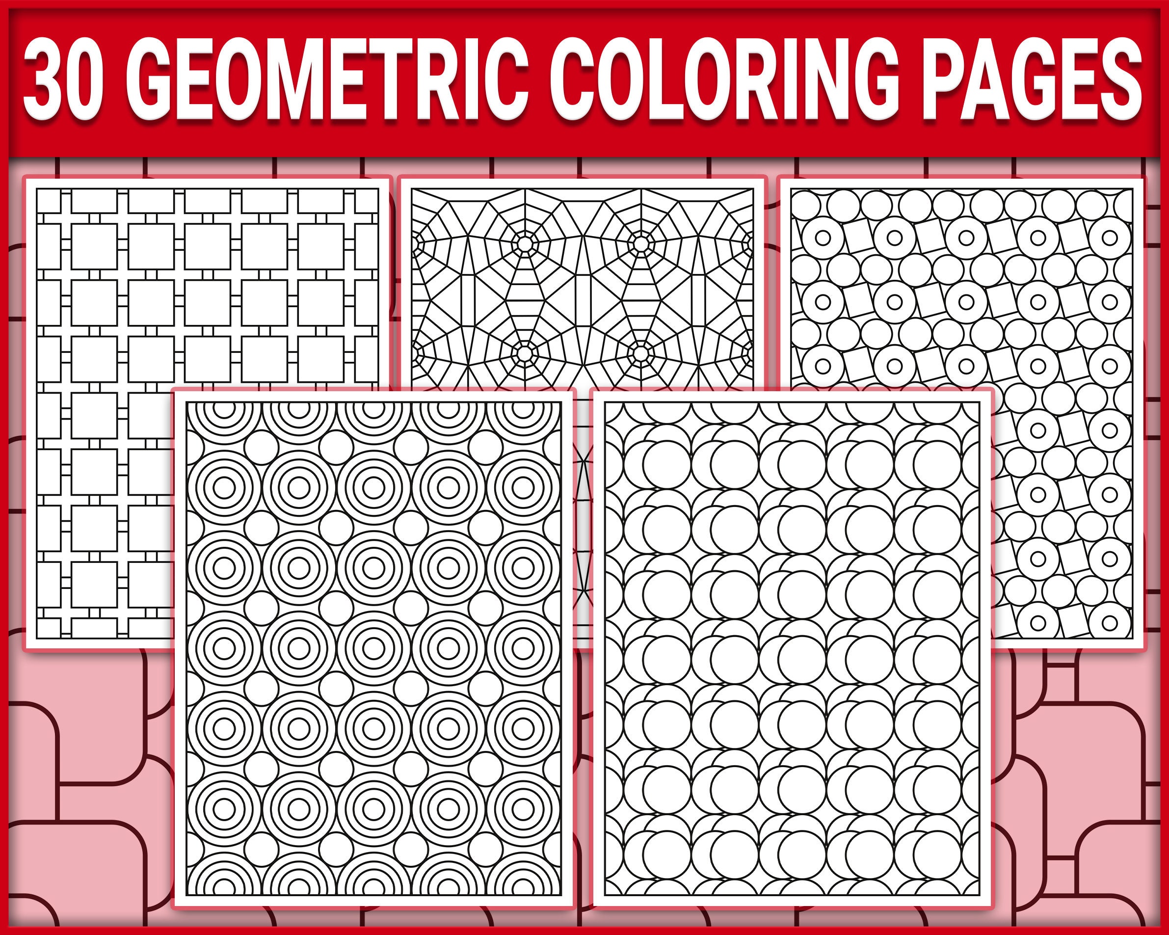 120 Abstract Geometric Coloring Pages: 3D Patterns (PDF Coloring Sheets ...
