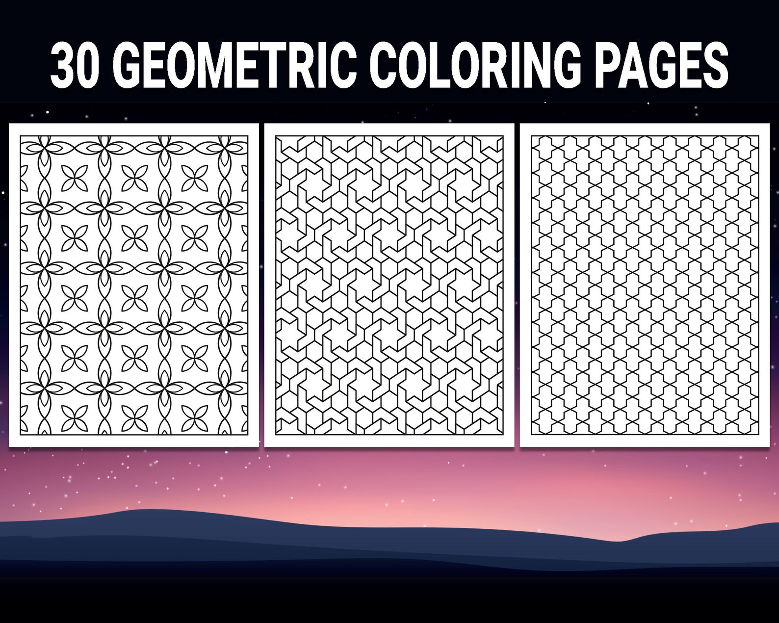 30 Geometric Coloring Pages for Adults. Geometric Pattern - Etsy