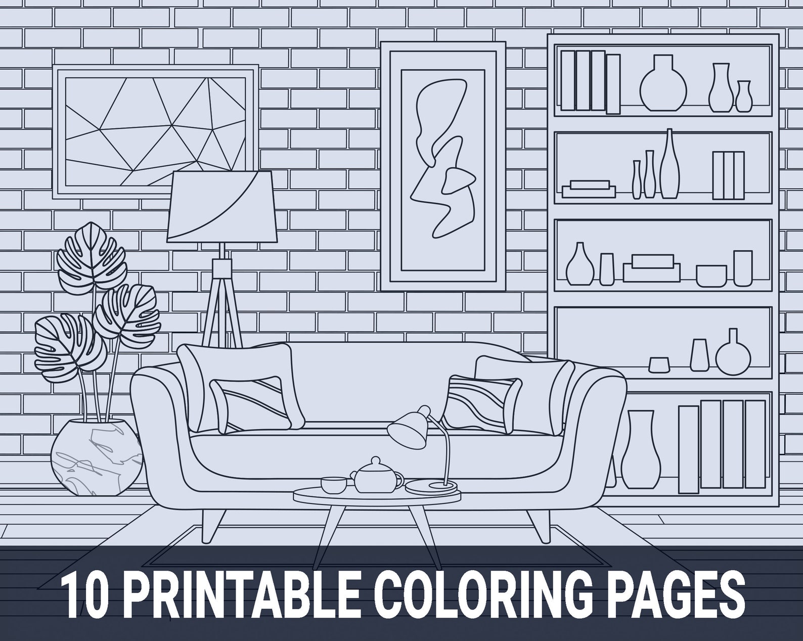Home Interior Coloring Pages for Adults: Relaxing Designs (PDF Download ...