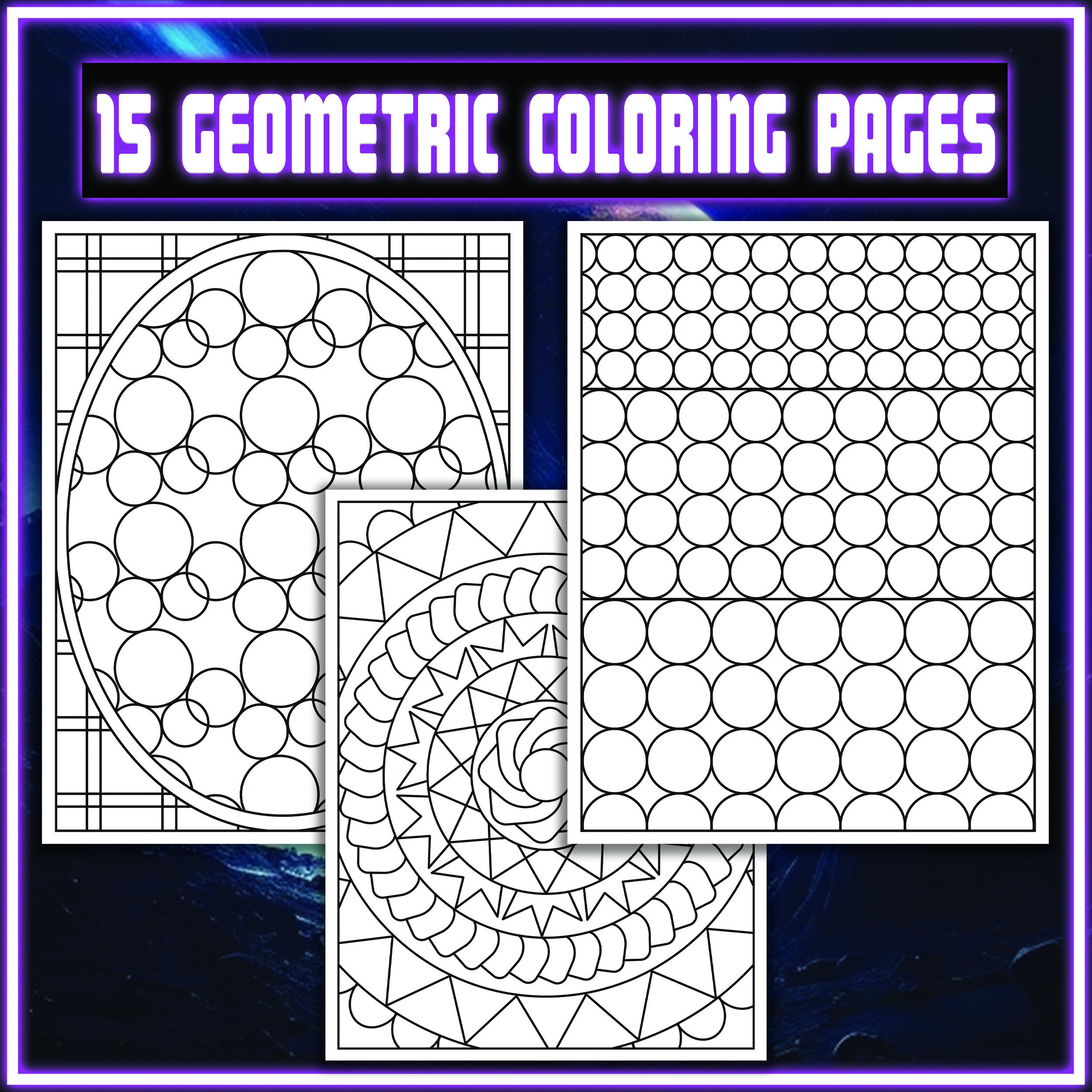 15 Abstract Pattern Coloring Pages, Geometric Shapes and 3D Patterns ...