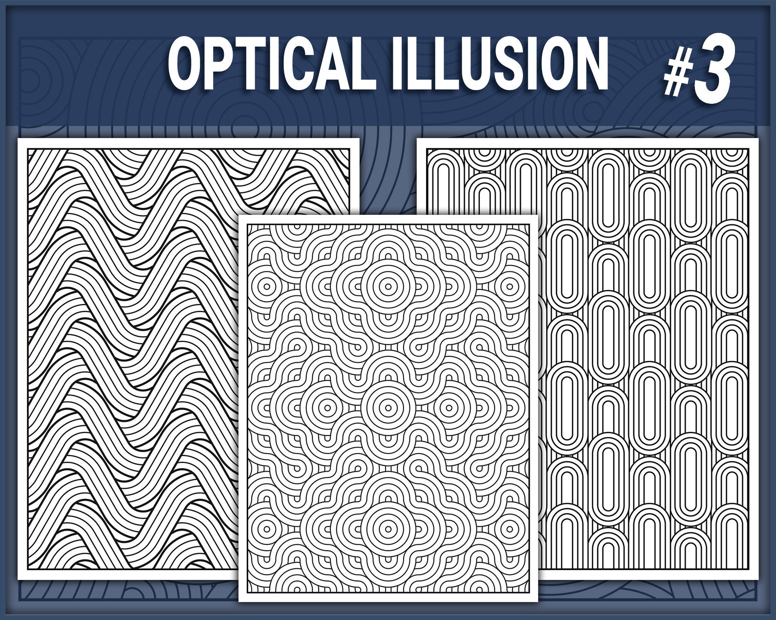 15 3D Optical Illusion Coloring Pages Vol. 3, Geometric Shapes ...