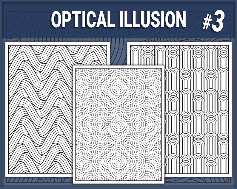 Optical Illusion Coloring Pages: Geometric Patterns, Abstract Designs ...