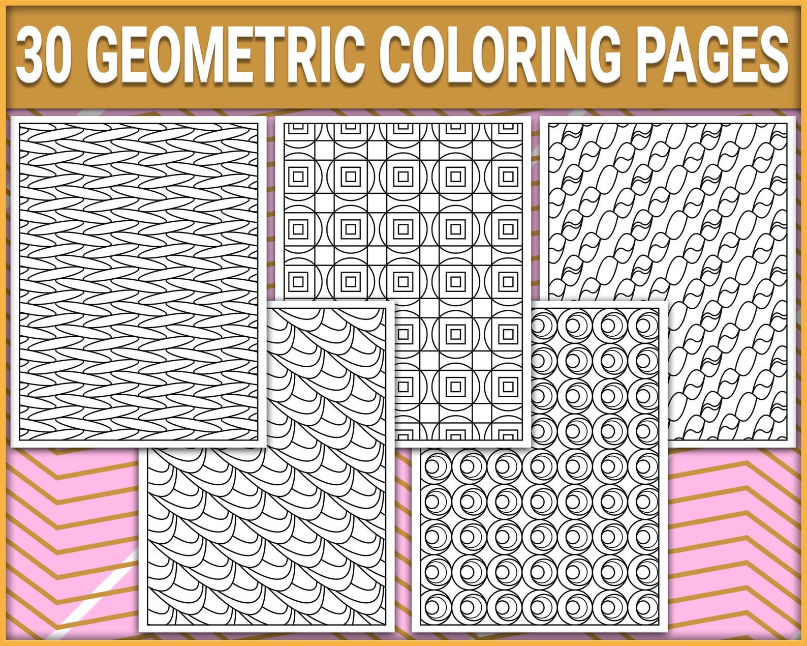 30 Abstract Pattern Coloring Pages, Geometric Shapes and 3D Patterns ...